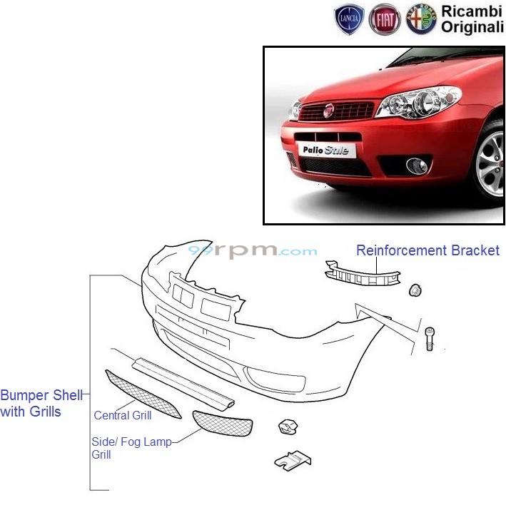 FIAT Palio Stile: Front Bumper and Central, Side/ Fog Lamp Grills