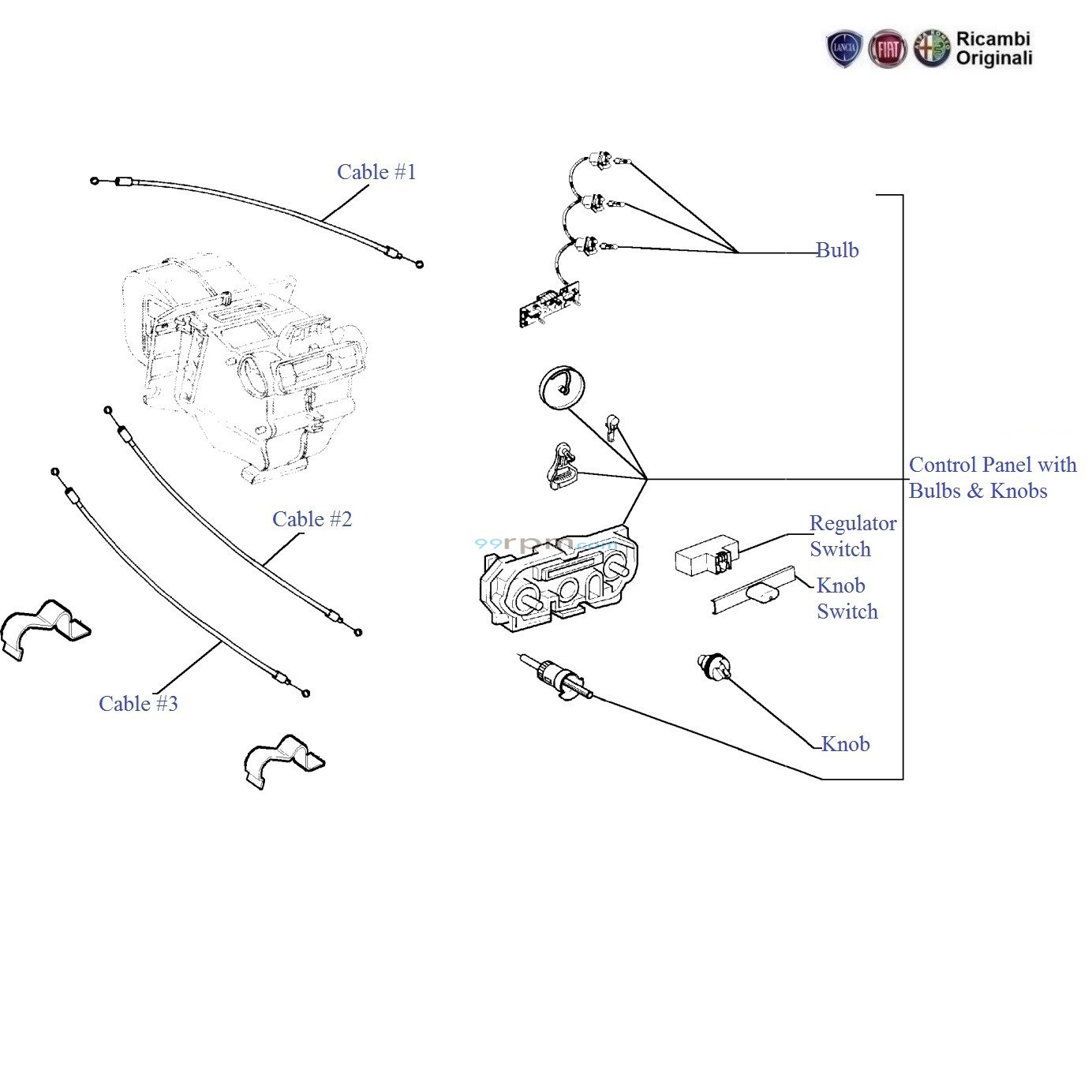Fiat Palio Stile: AC Control Panel, Knob, Cable