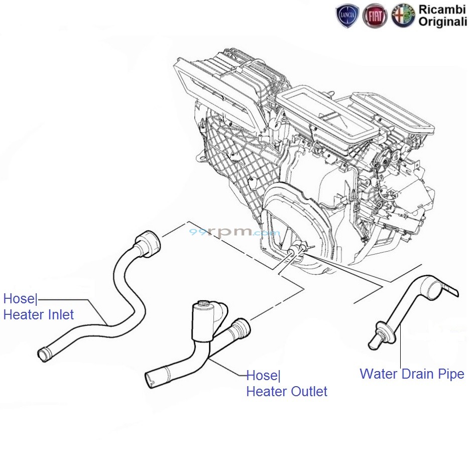 FIAT Punto 1.3 MJD: Hoses & Pipes of Heating & Ventilation System