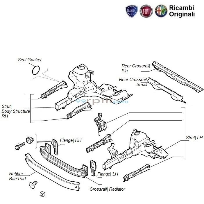 Fiat Linea: Cross Rail, Front Structure Metal Bodyshell