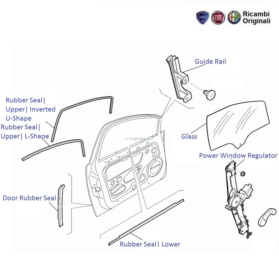 Fiat Linea: Front Left Side Door Glass, Window Regulator
