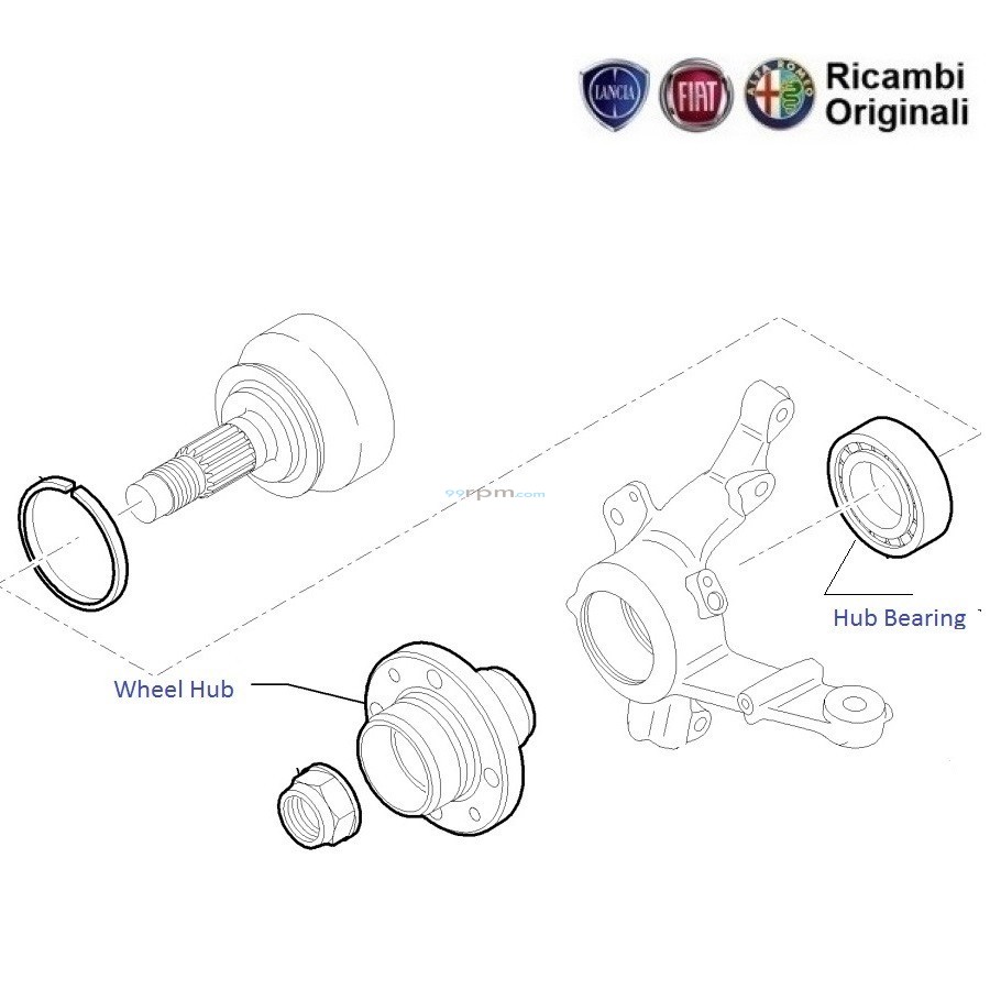 FIAT Grande Punto 1.4 FIRE: Wheel Hub & Hub Bearing