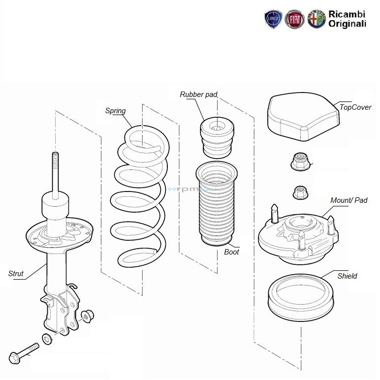 Fiat Linea 1.3 Multijet diesel Front Suspension parts (suspension Pad ...