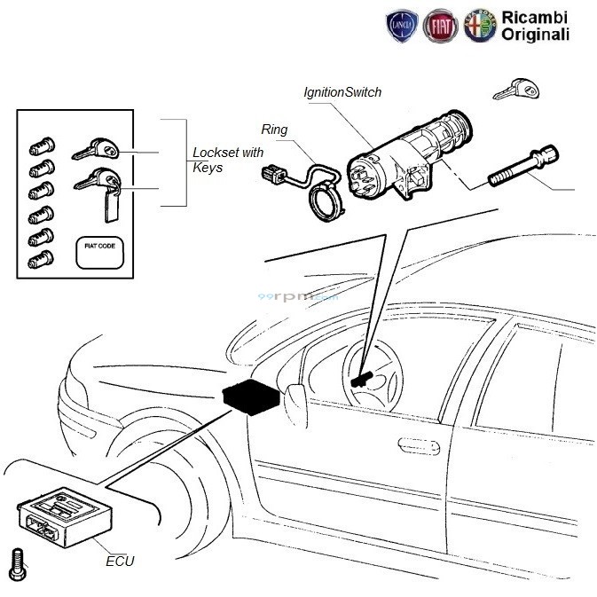Fiat Palio Ignition Key Switch & Lock set