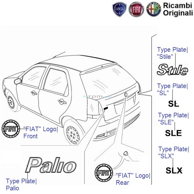Fiat Palio Stile 1.1 petrol diesel Logos, Emblem and decals