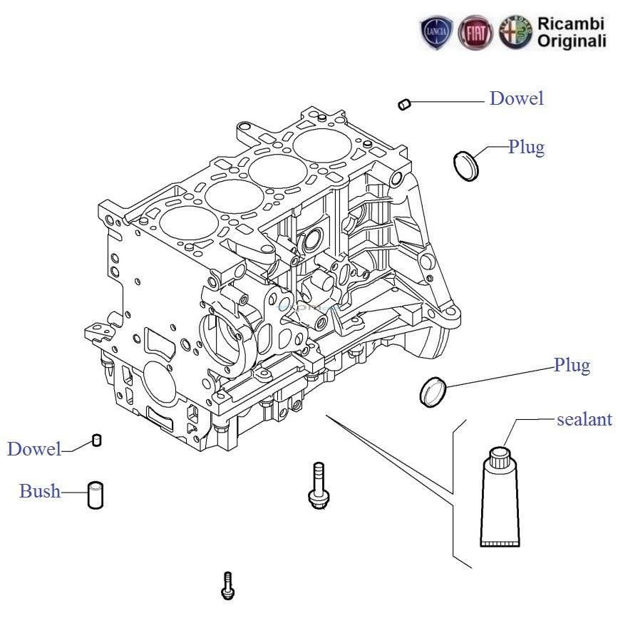 FIAT Palio Stile 1.3MJD: Crankcase and Cylinder Head Mountings
