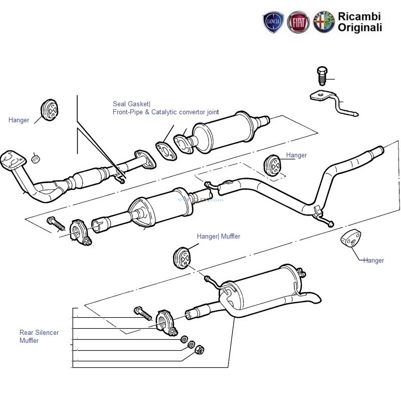 Fiat Palio 1.9D: Silencer, Exhaust, Catalytic converter