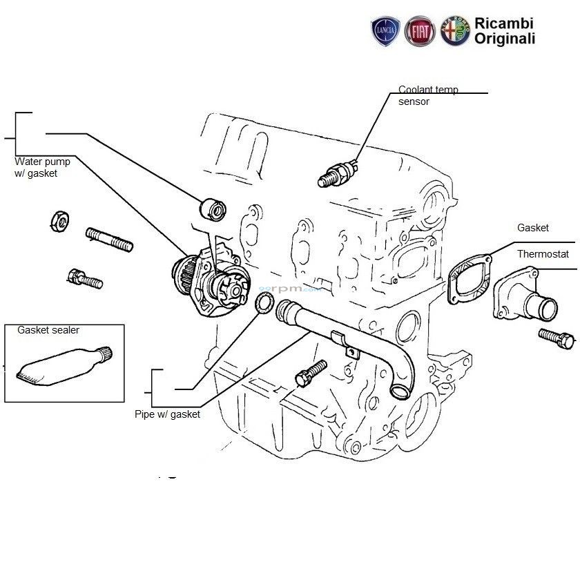 Fiat Palio 1.2: Water pump and coolant temperature senser