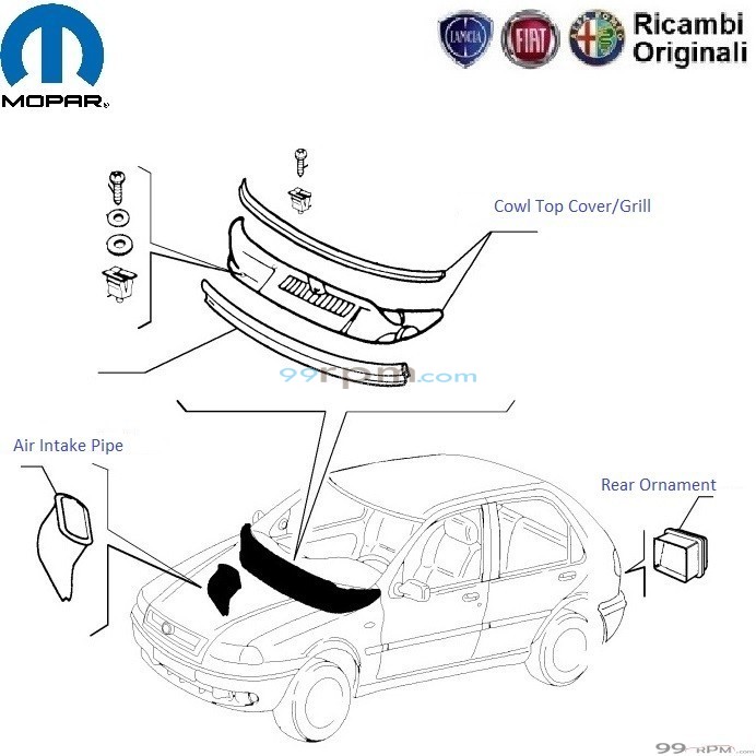 Fiat Palio, Stile Petra & Adventure: Cowl Top Cover/Grill