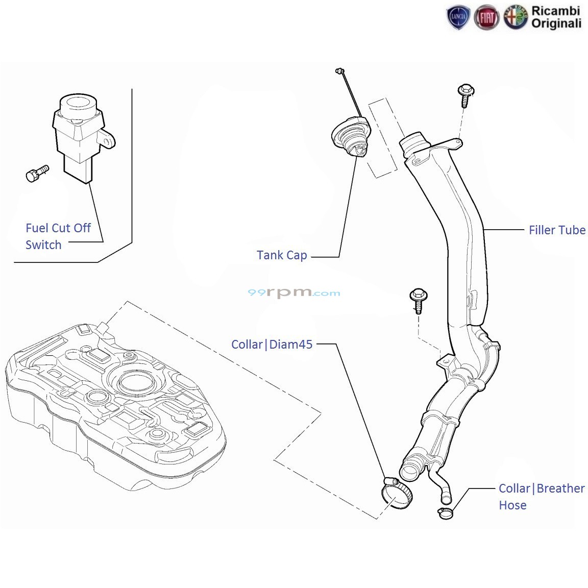 FIAT Linea 1.3 MJD Diesel: Fuel Filler Tube