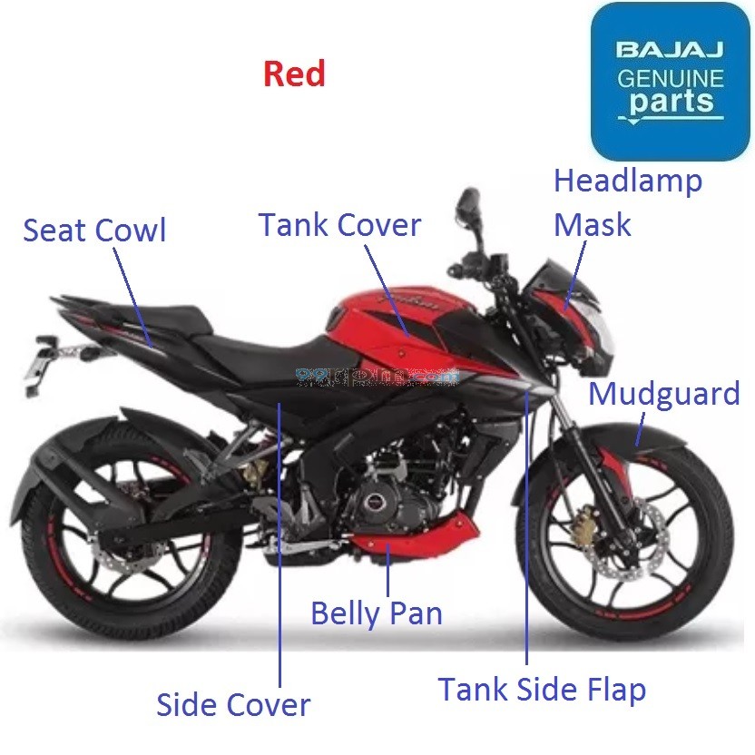 Bajaj Pulsar NS160 Twin Disc(2018-20): Red Color Painted Parts