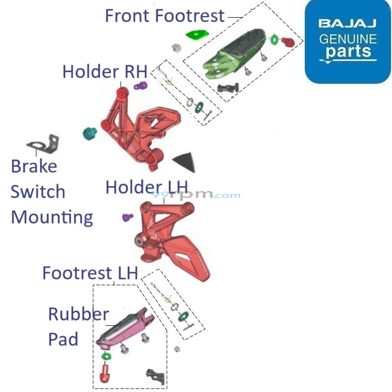 Bajaj Pulsar NS160 (USD Fork, 2023-2024): Front Footrest