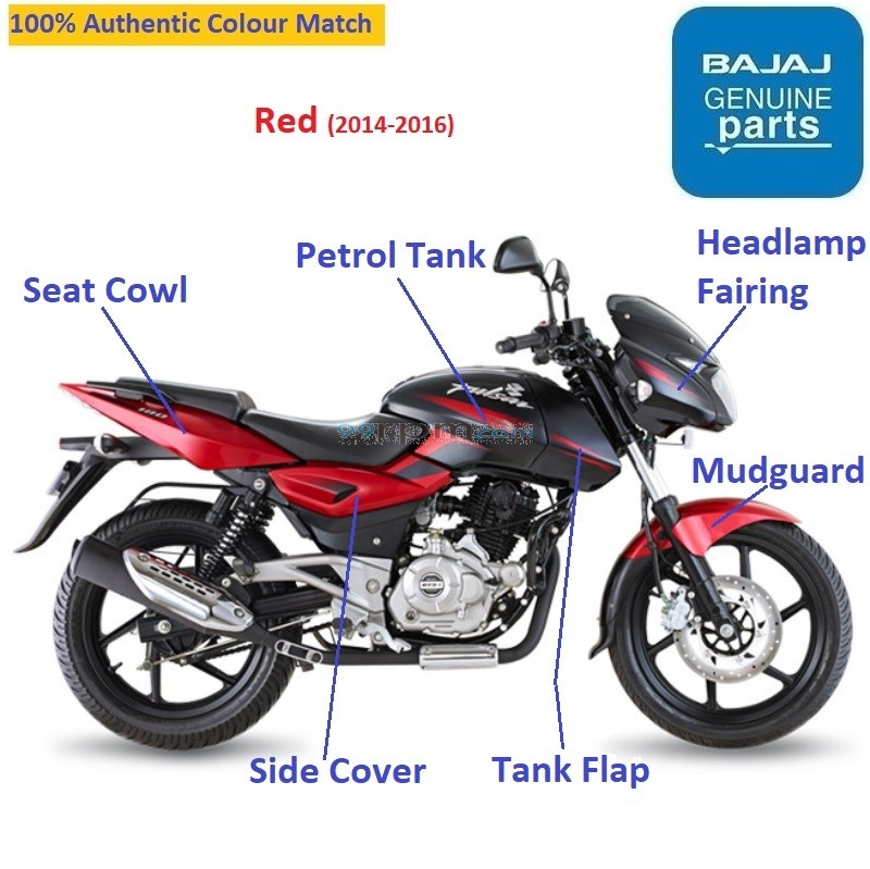 Pulsar 180 UG4 BS3: Red (2014-2016) Painted Parts i.e. Fuel Tank, Seat ...