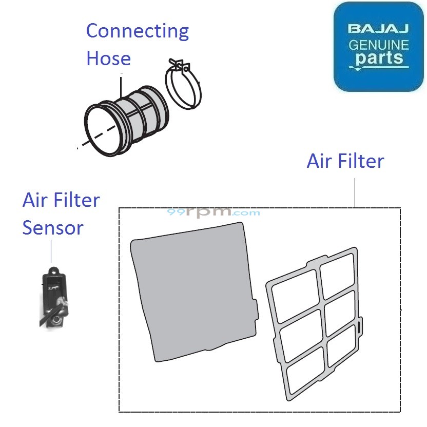 Bajaj Pulsar 200 (2007-2009): Air Filter Components