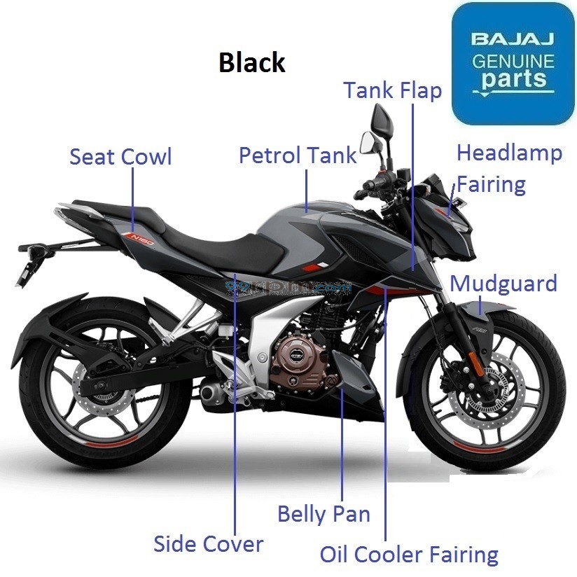 Bajaj Pulsar N160 (Single ABS, 2022-23): Black Color Painted Parts