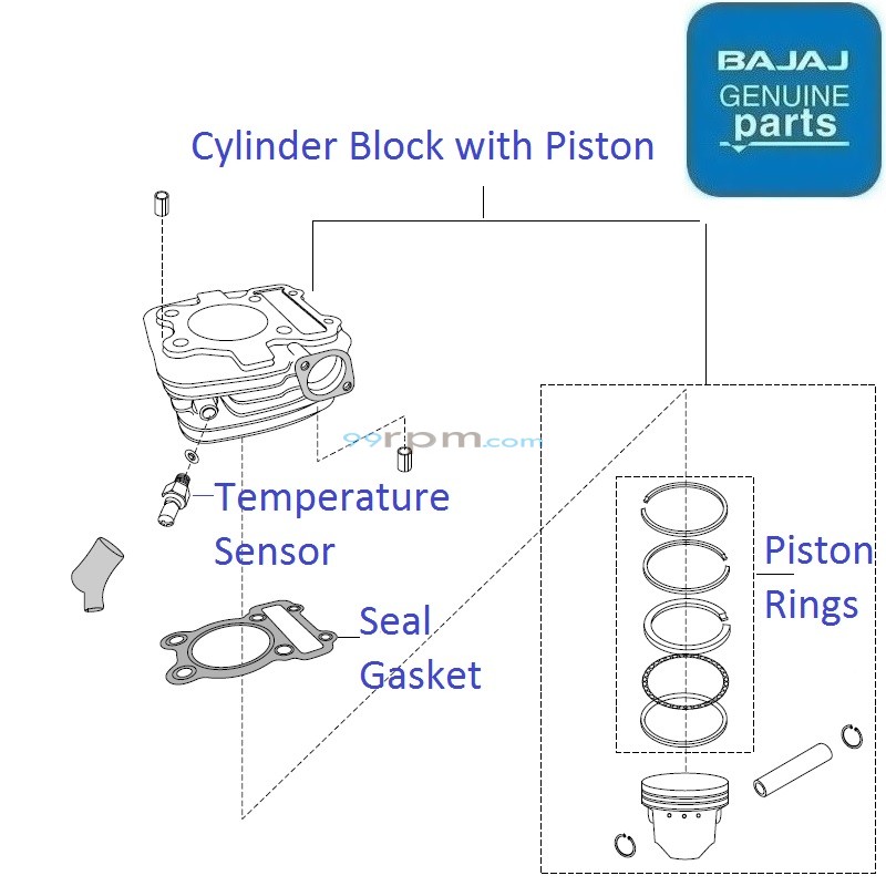 Bajaj XCD 135: Cylinder Block & Piston