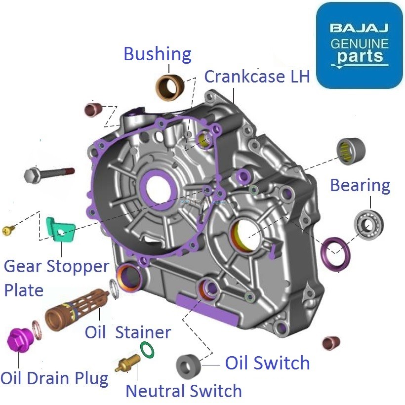 Bajaj CT100 BS6 (2020-21): Left Side Engine Crankcase