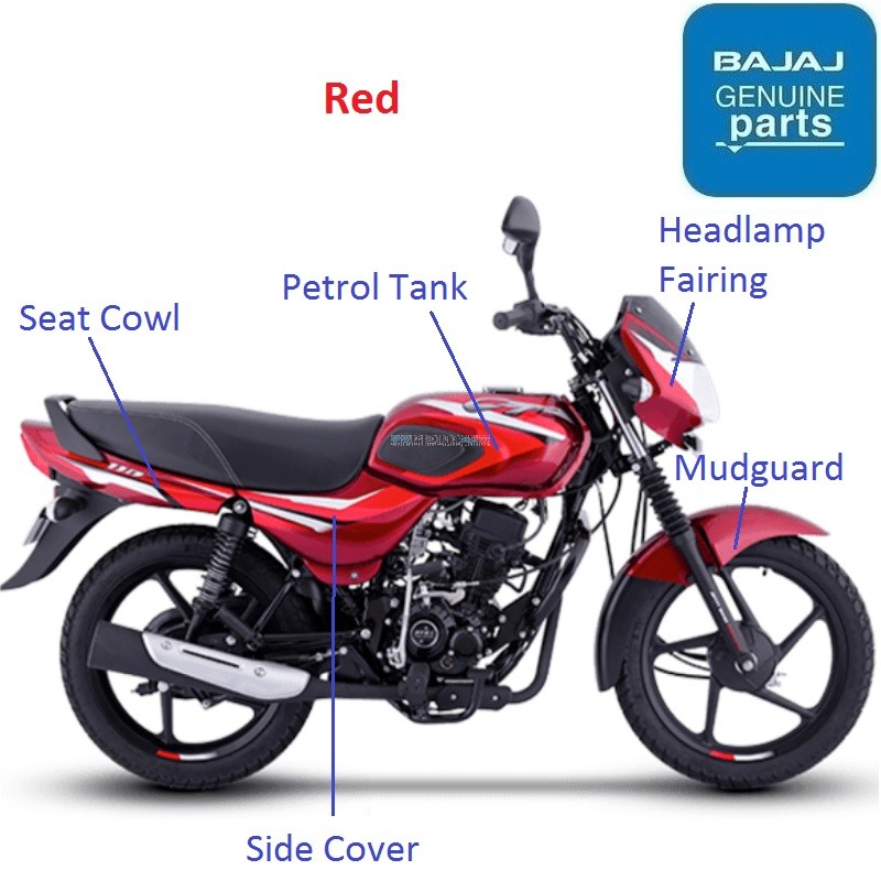 Bajaj CT110 (BS4, 2019-20): Red Paint color theme painted parts