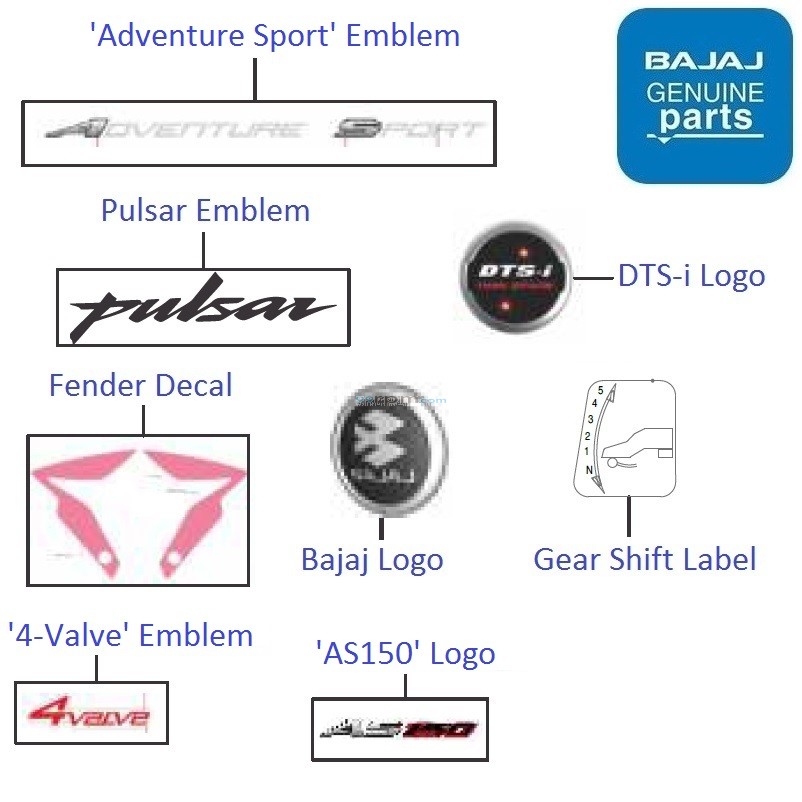 Bajaj Pulsar AS150: Logos