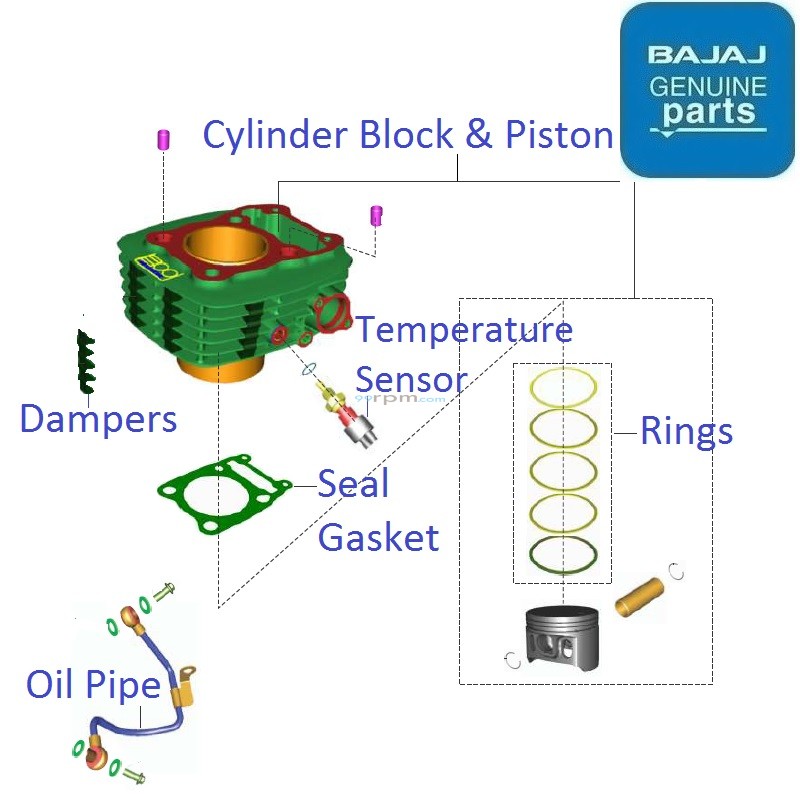 Bajaj Pulsar 220F (BS6, 2020): Cylinder Block & Piston