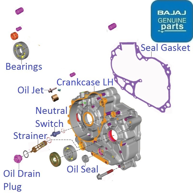 Bajaj Pulsar NS125 (2021-22): Left Side Engine Crankcase