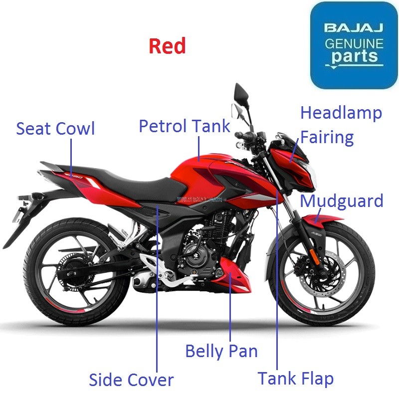 Bajaj Pulsar P150 (Single Disc, 2022-23): Red color theme painted parts