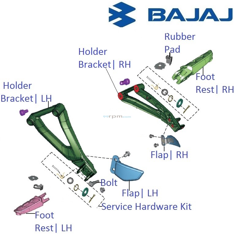 Bajaj Pulsar 200NS: Rear Foot Rest/Passenger Foot Rest with Holder