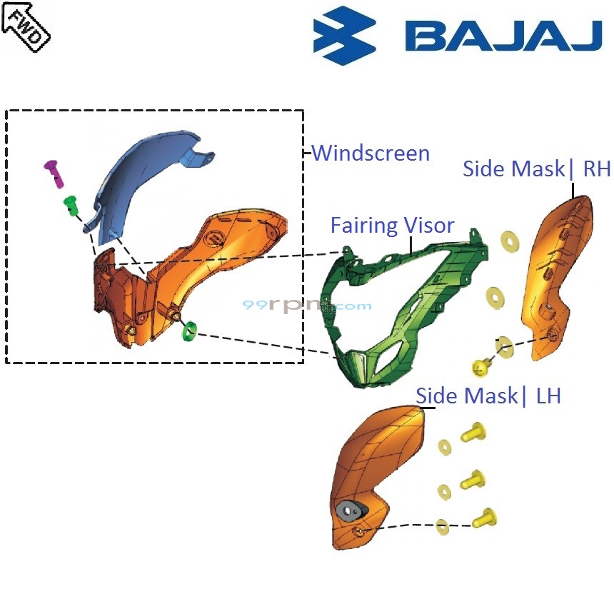 Bajaj Pulsar 200NS: Headlight Fairing Visor/Mask