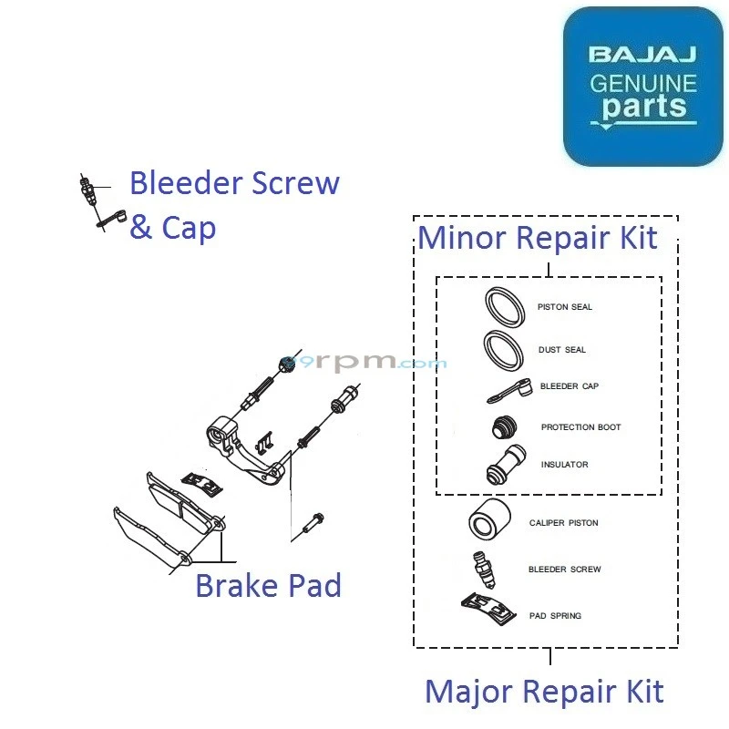 Pulsar 180 UG4 BS3 (2009-16) : Brake Caliper Components