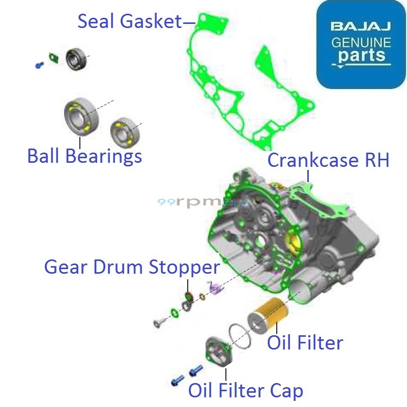 Bajaj Pulsar N160 (Single ABS, 2022-23): Right Side Engine Crankcase