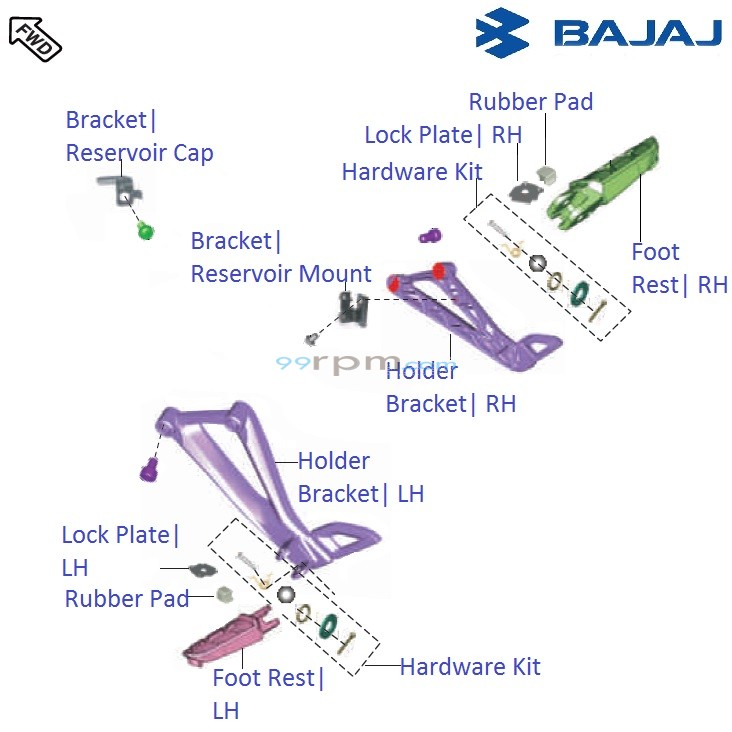Bajaj Pulsar RS200 (BS3, 2015-16): Rear Foot Rest
