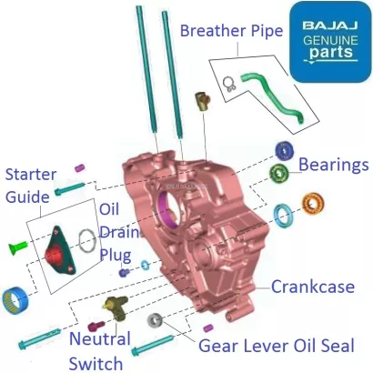 Pulsar 180F BS6(2020-21): Left Side Engine Crankcase